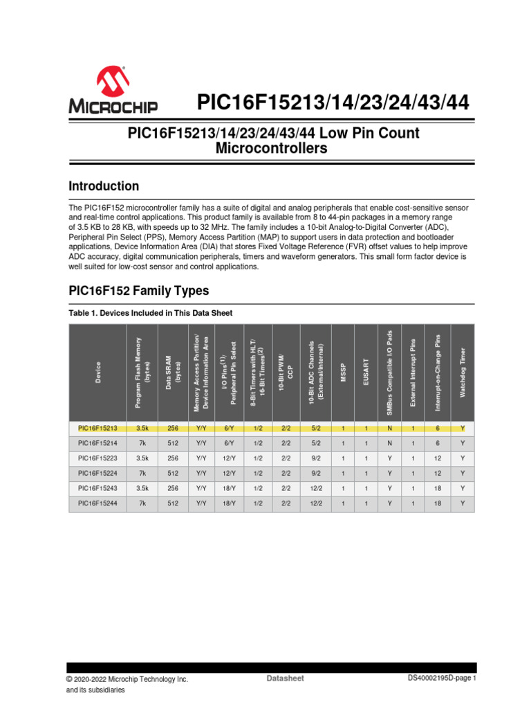 PIC16F15213 | PDF | Microcontroller | Flash Memory