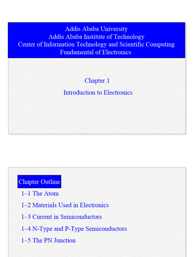 Ch01 Introduction To Electronics | PDF | P–N Junction | Semiconductors