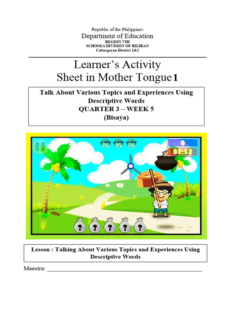 LAS MTB Q3 W5 Descriptive Words - Bisaya | PDF