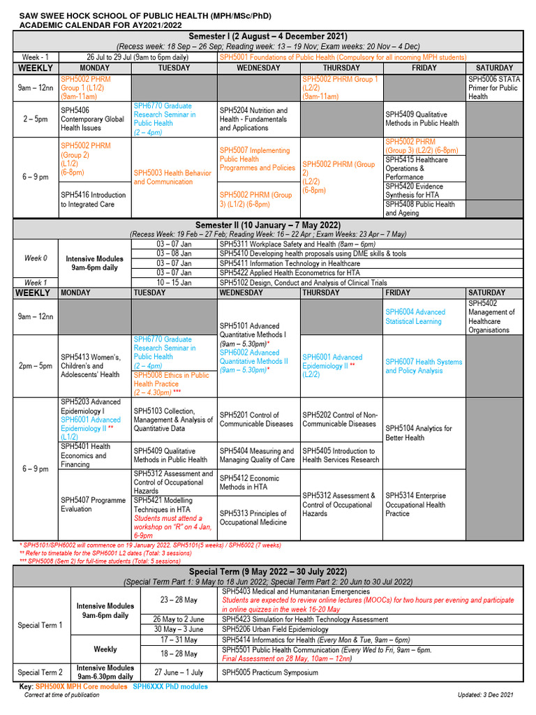 Module_Calendar_Master_AY2122-2 | PDF | Occupational Safety And Health ...