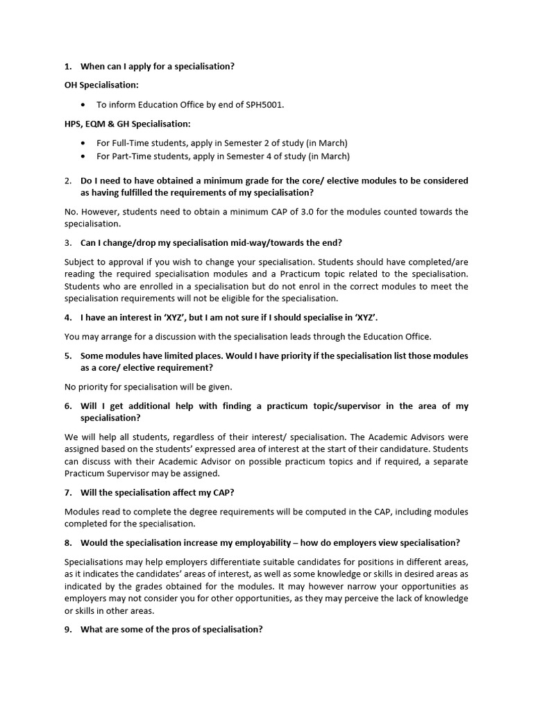 Specialisation-FAQs | PDF | Behavior Modification | Learning