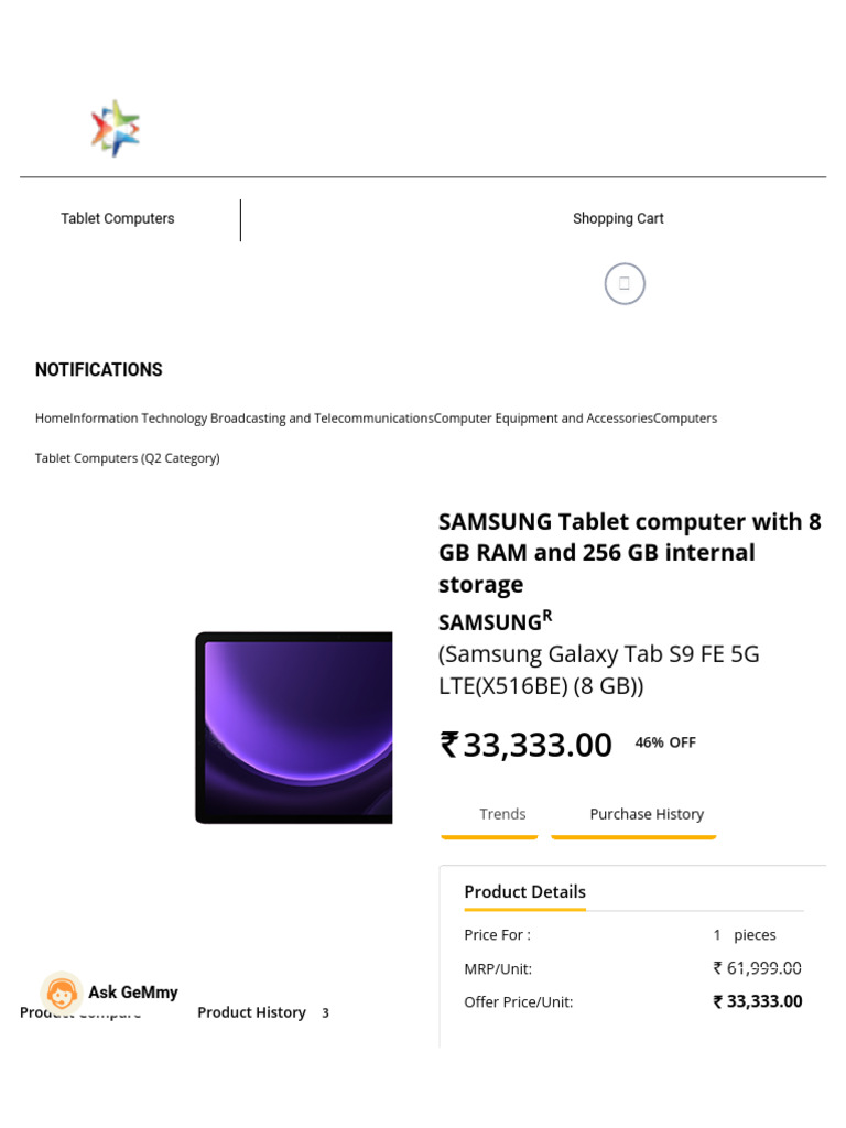 SAMSUNG Tablet Computer With 8 GB RAM and 256 GB Internal Storage ...