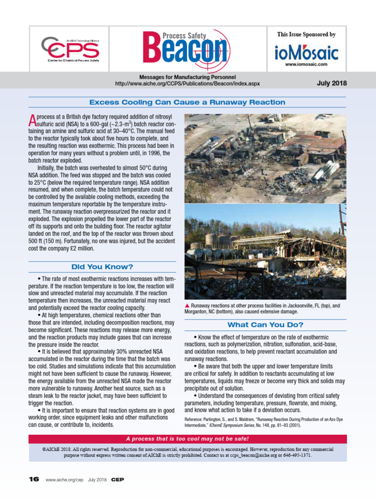 Excess Cooling Can Cause A Runaway Reaction 1617281347 | PDF | Chemical ...