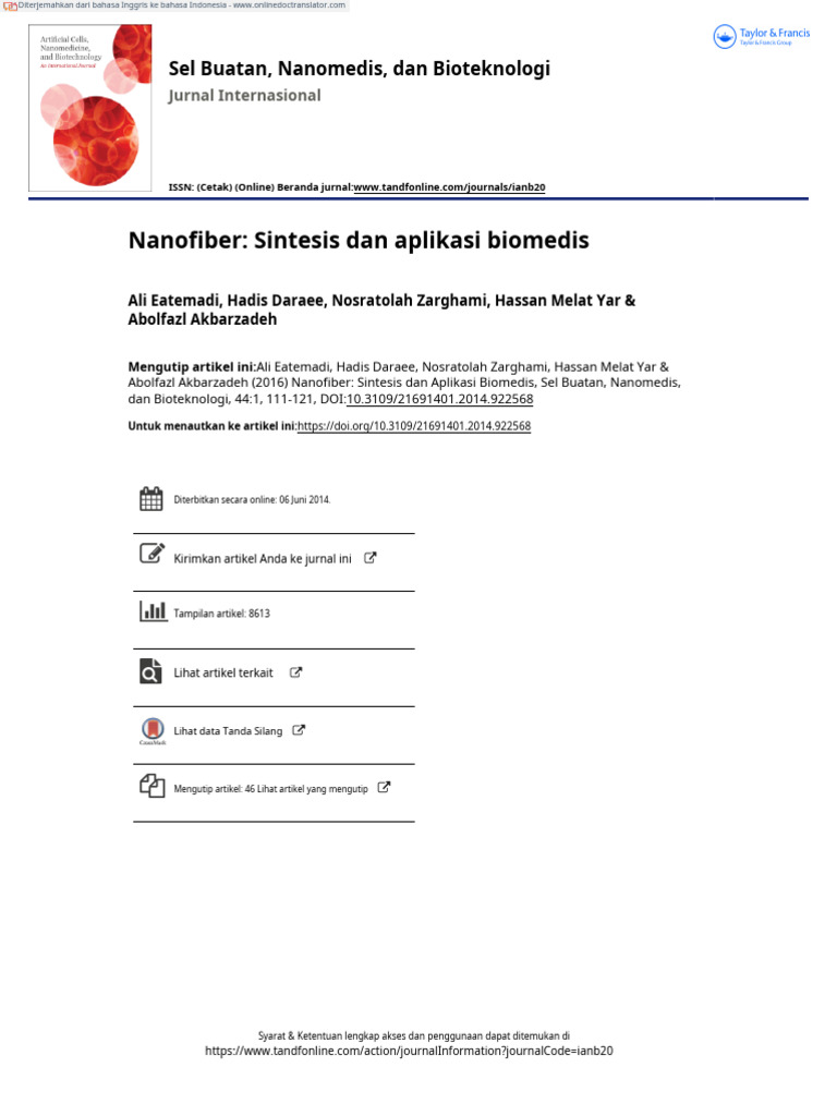 Nanofiber Synthesis and Biomedical Applications - En.id | PDF