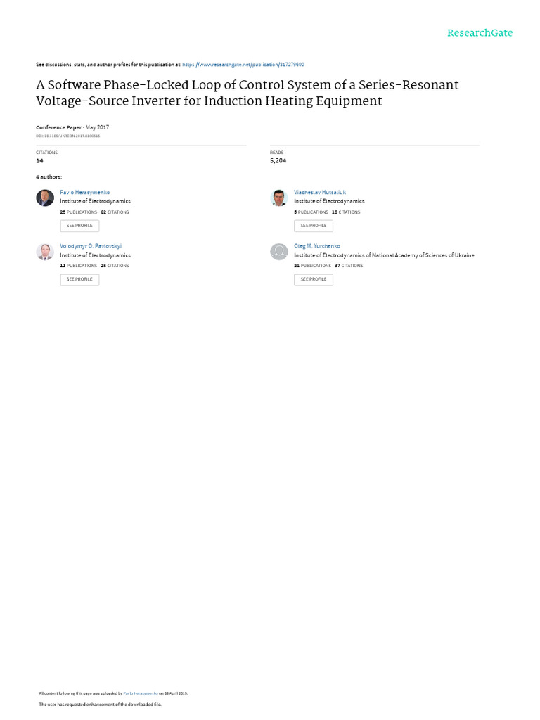 A Software Phase-Locked Loop of Control System of A Series-Resonant ...