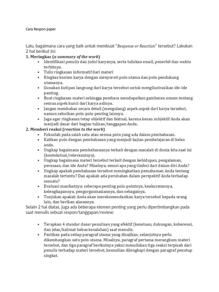 Cara Respon Paper | PDF