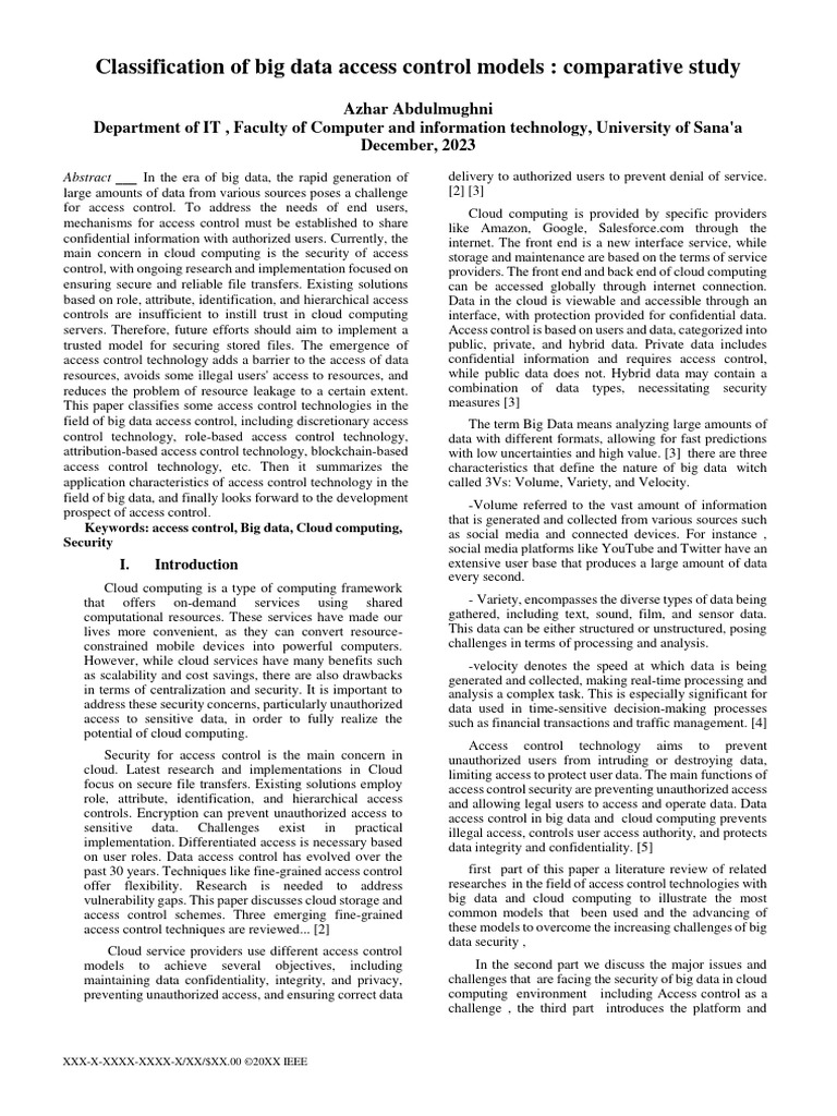 Access Control Technology With Big Data Pdf Cloud Computing 0517