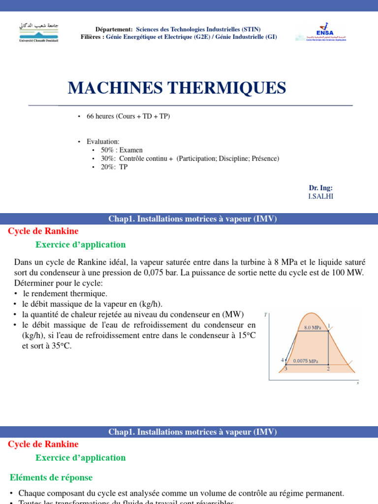 Cycle de Rankine et Machines Thermiques | PDF | Turbine | Chaleur