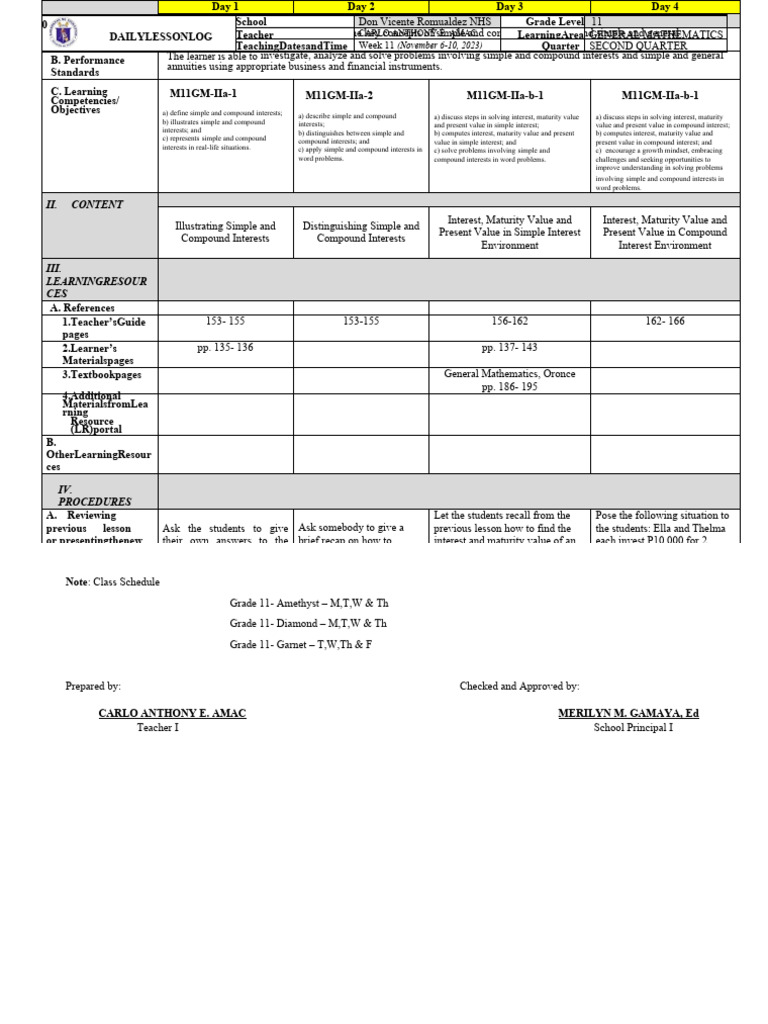 DLL Gen Math Week 11 | PDF | Present Value | Learning