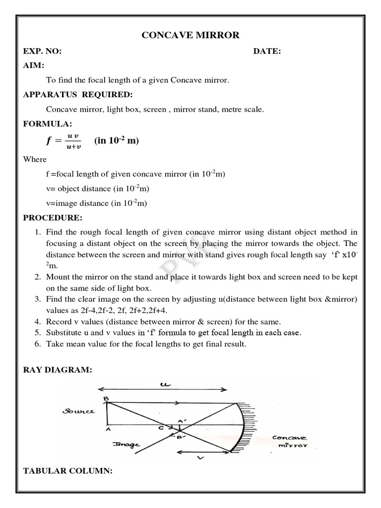 CONCAVE MIRROR PDF | PDF