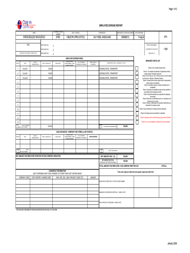 Employee Expense Report Form_anicet | PDF | Expense | Credit Card