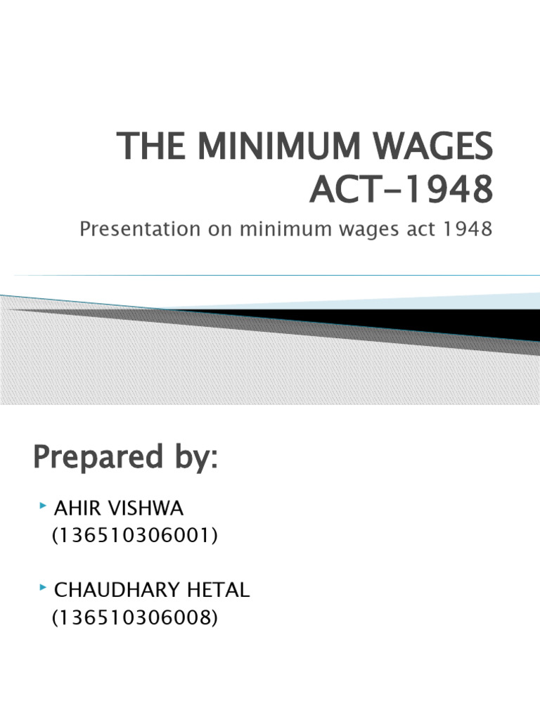 The Minimum Wages Act-1948 | PDF | Finance & Money Management