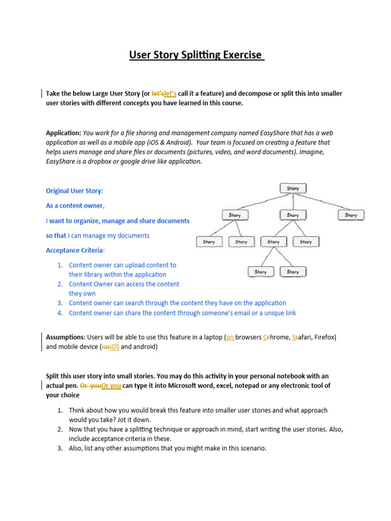 User Story Splitting Exercise v2 | PDF | Computer File | Application ...