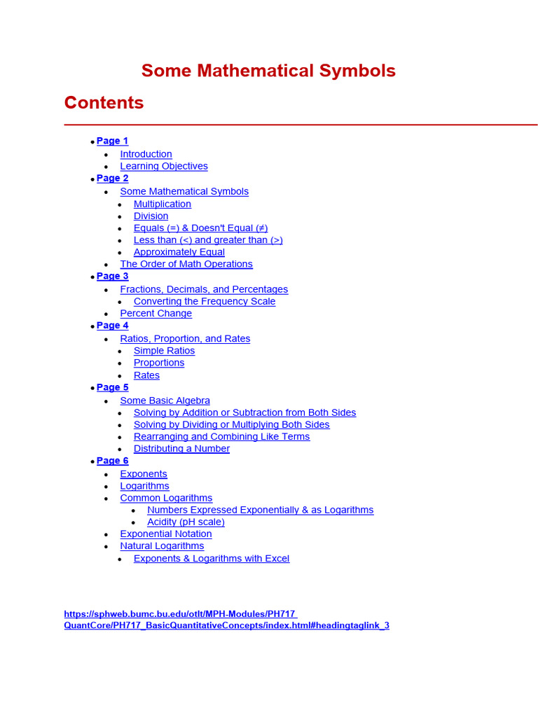 Some Mathematical Symbols | PDF | Exponentiation | Ph