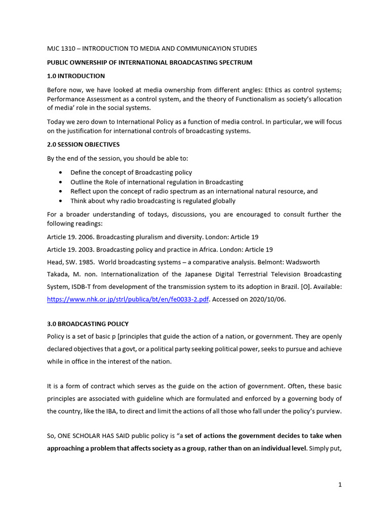 Public Ownership of International Broadcasting Spectrum | PDF | Radio ...