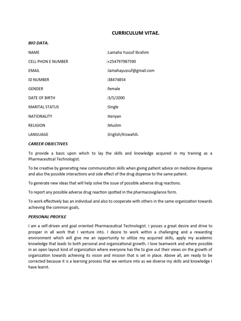 Curriculum Vitae Lamaha | PDF | Pharmacy | Prescription Drugs
