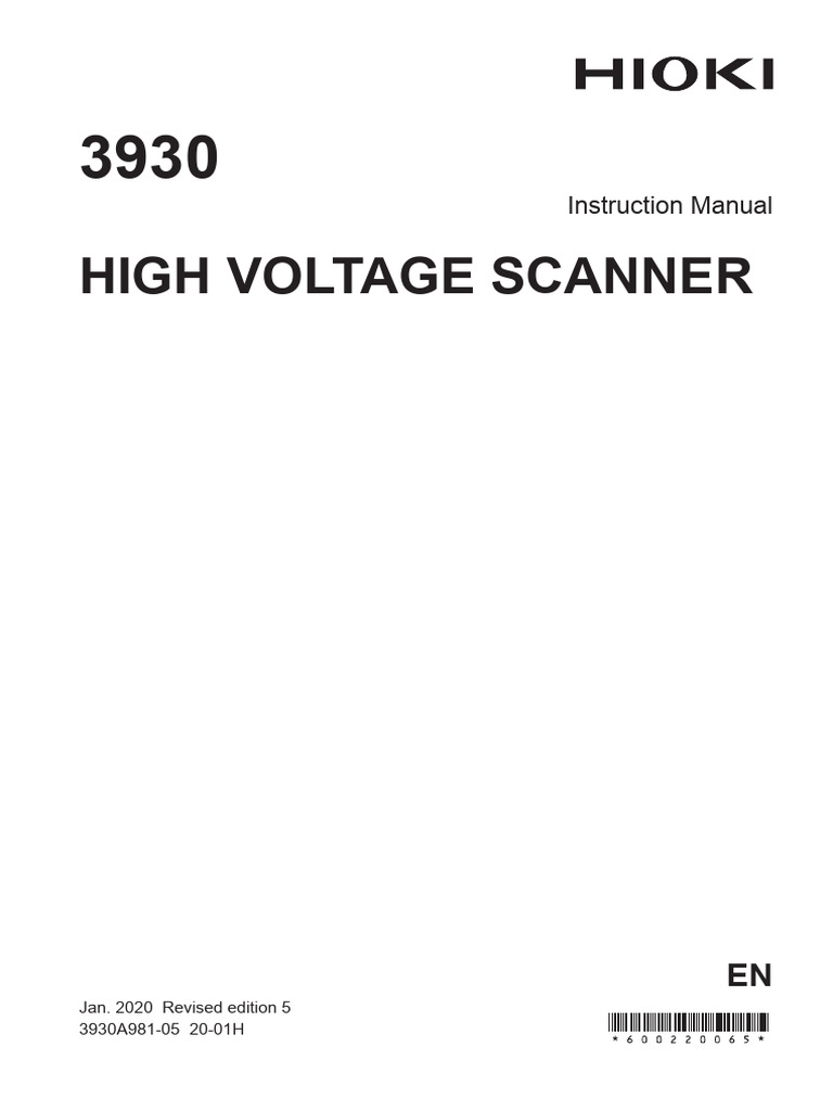 High Voltage Scanner: Instruction Manual | PDF | High Voltage | Power ...