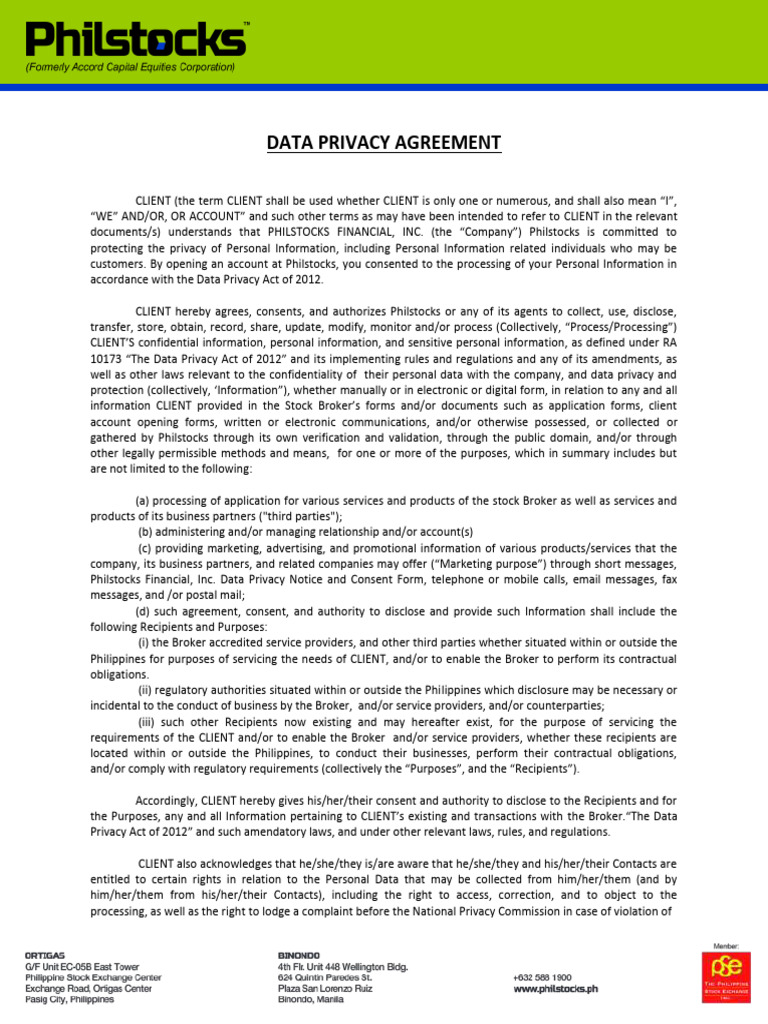 Data Privacy Agreement | PDF | Privacy | Information Privacy