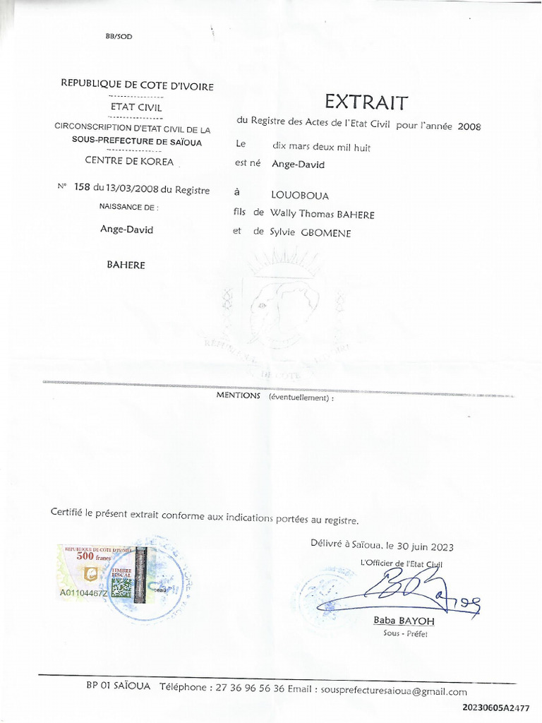 Extrait Ange David | PDF