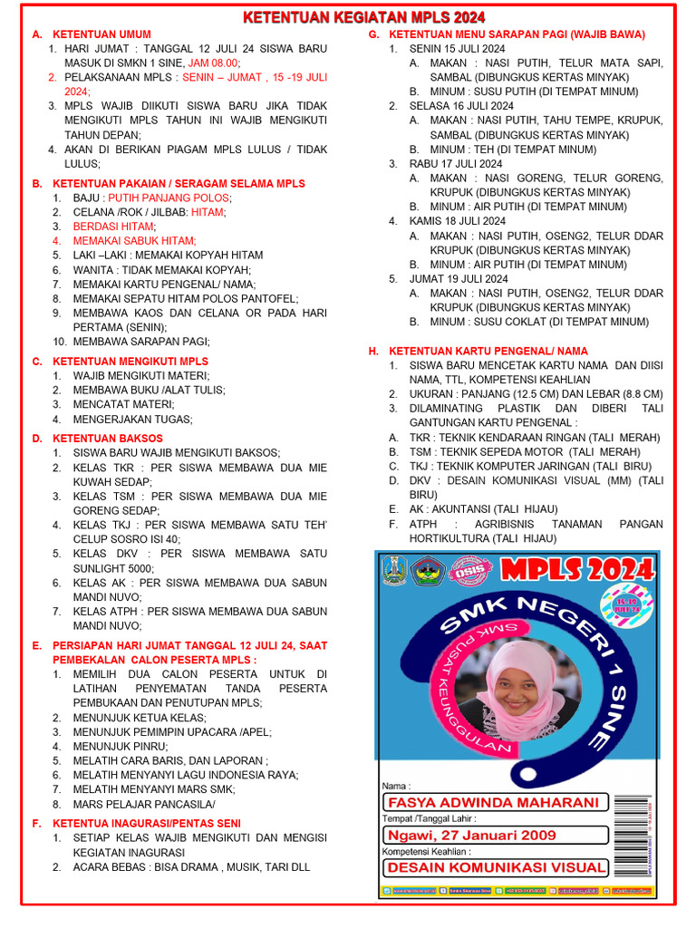 Ketentuan Kegiatan Mpls TP 2024-2025new2 | PDF