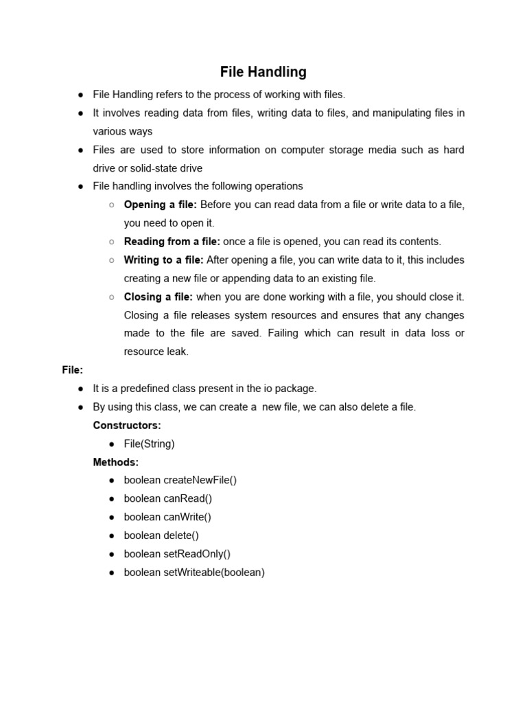File Handling 1 Pdf Computer File Class Computer Programming