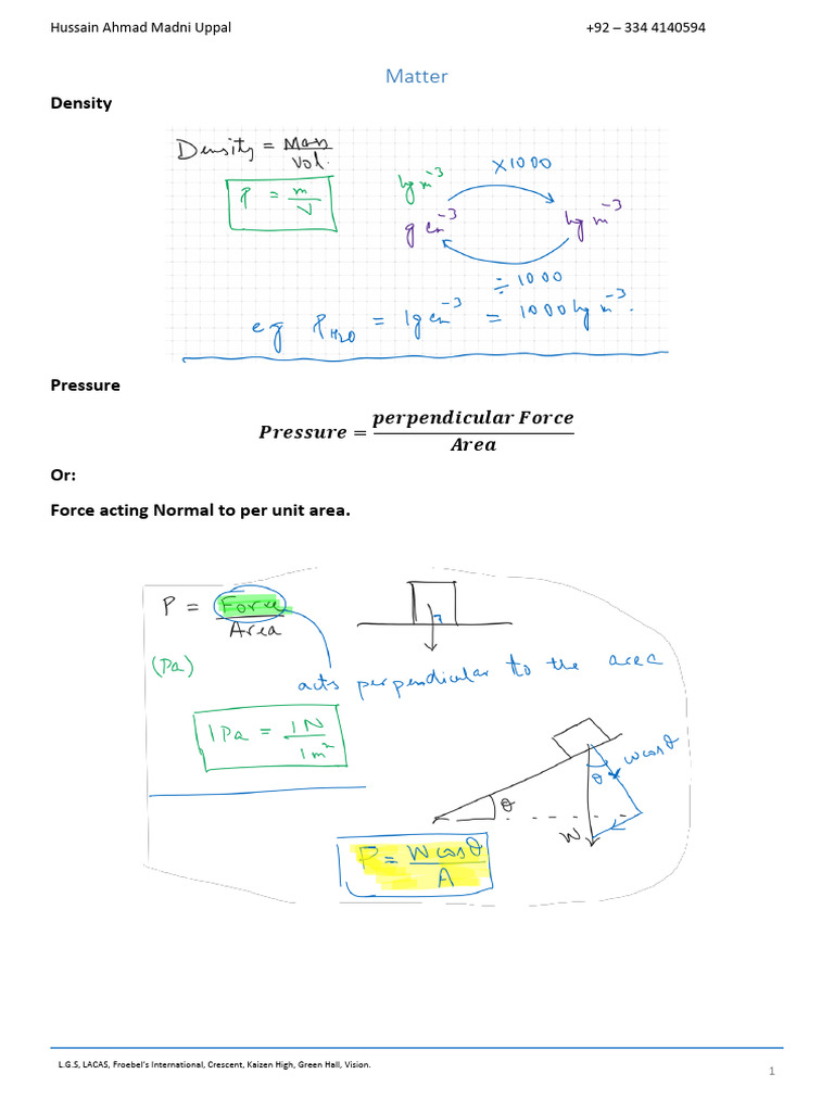 Force Density Pressure AS | PDF | Pressure | Buoyancy