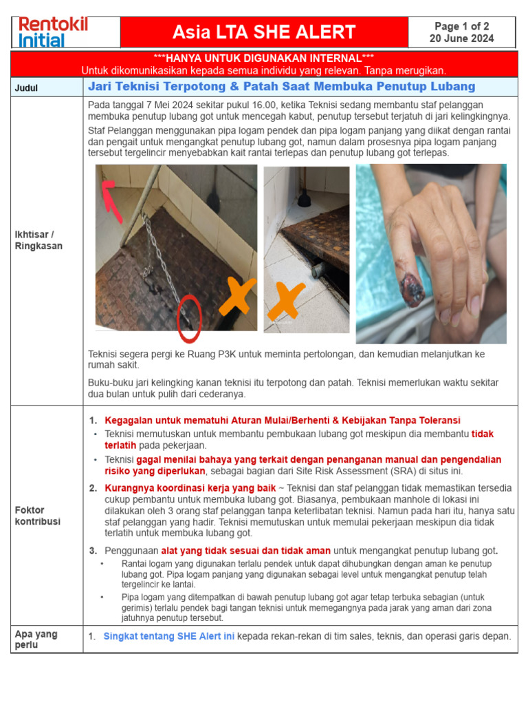 Asia LTA Alert May 2024 - Injury While Opening Manhole Cover | PDF | Bisnis | Griya & Taman