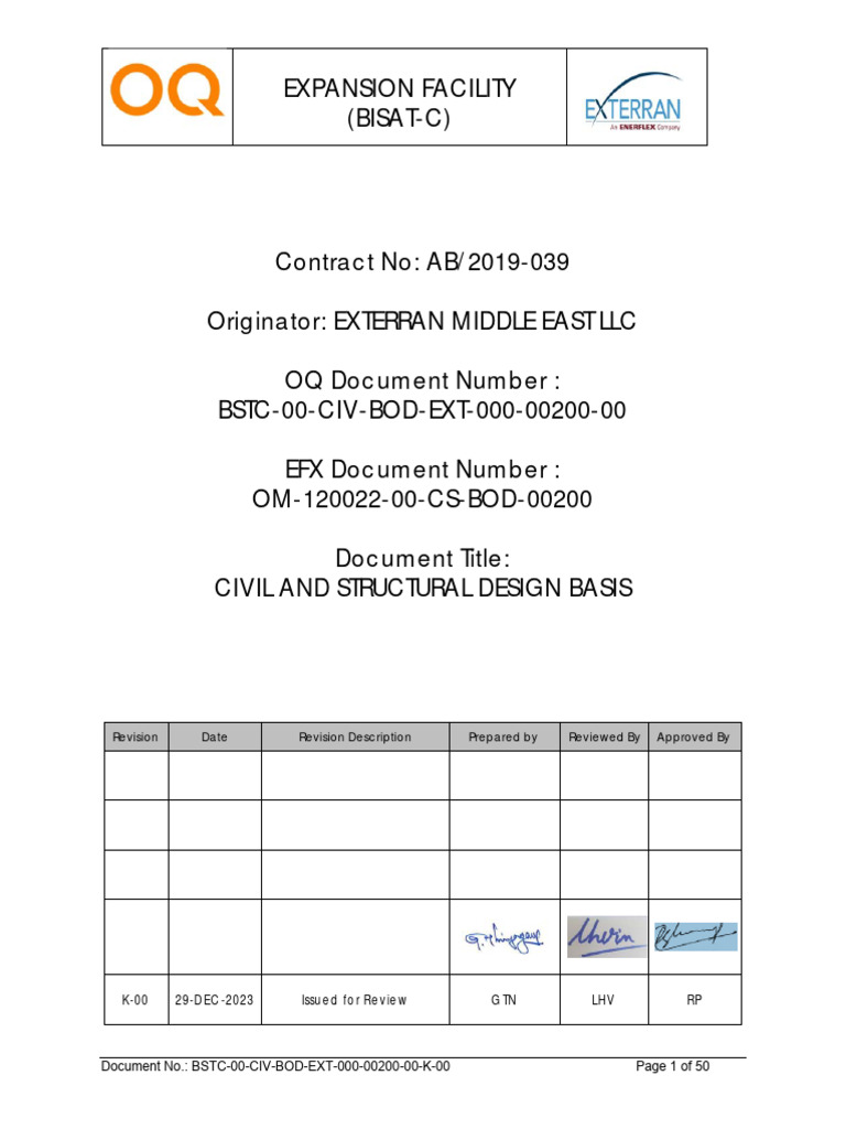 Bstc-00-Civ-Bod-Ext-000-00200-00-K-00-Civil and Structural Design Basis | PDF | Structural Steel ...