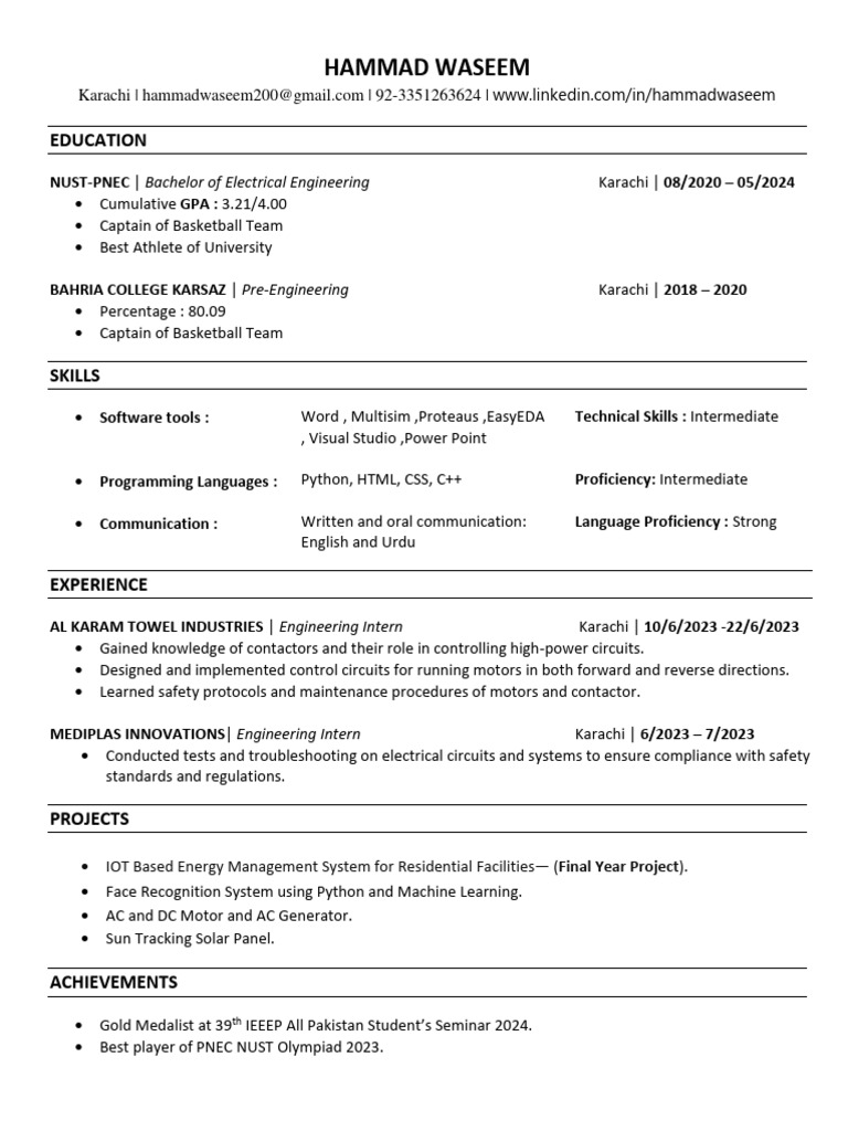 Hammad Waseem CV Final | PDF