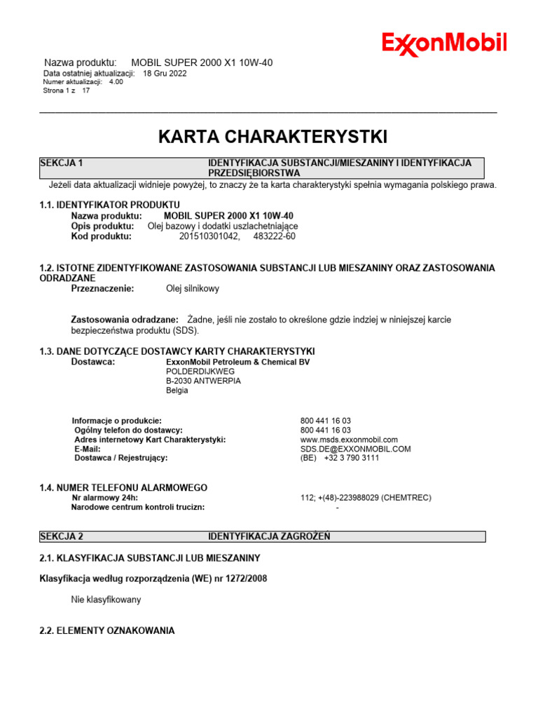 Mobil Super 2000 MSDS - 714729 | PDF