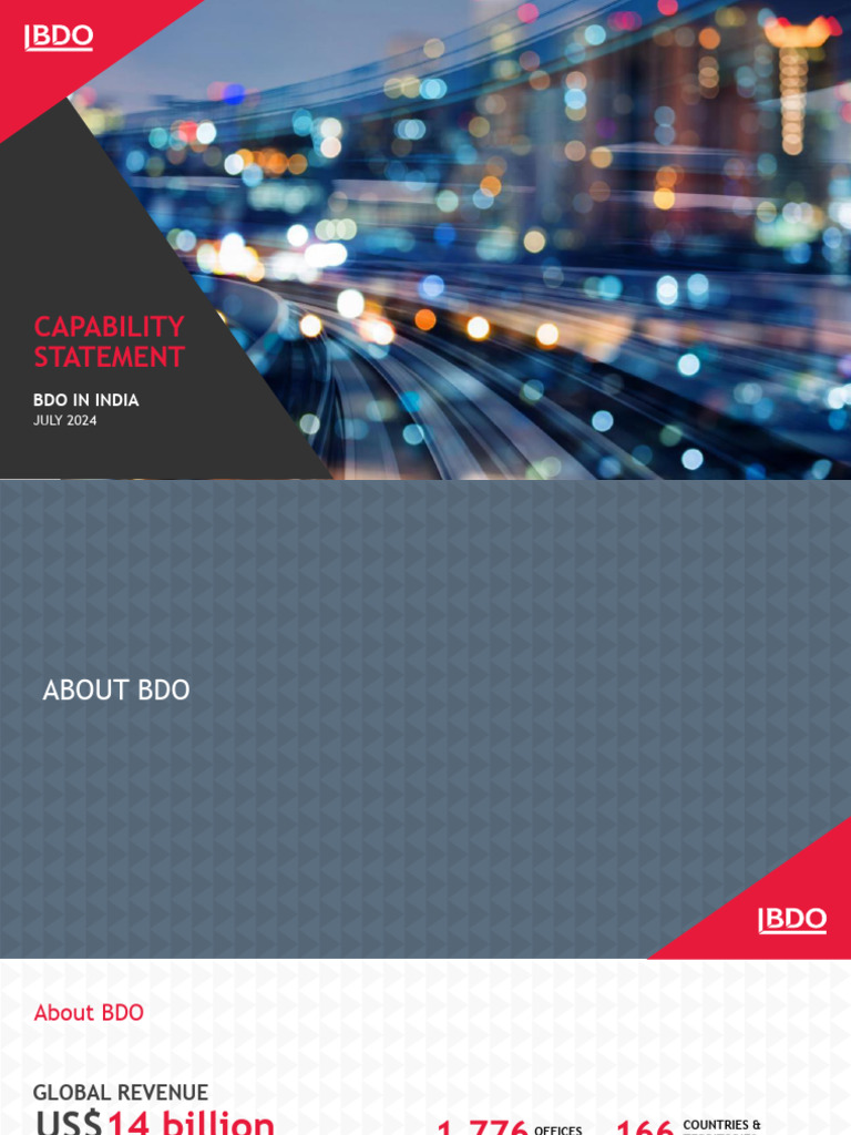BDO India Corporate Presentation - July - 2024 | PDF | Audit | Internal Audit