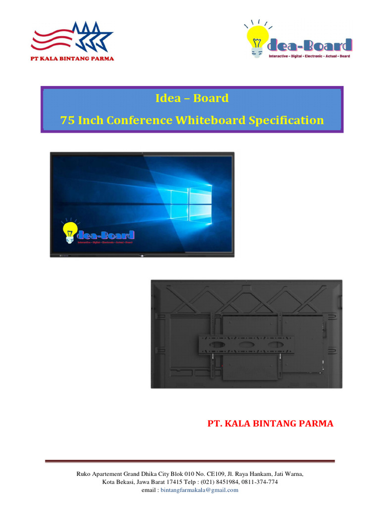 Idea - Board 75 Inch Conference Whiteboard Specification | PDF ...