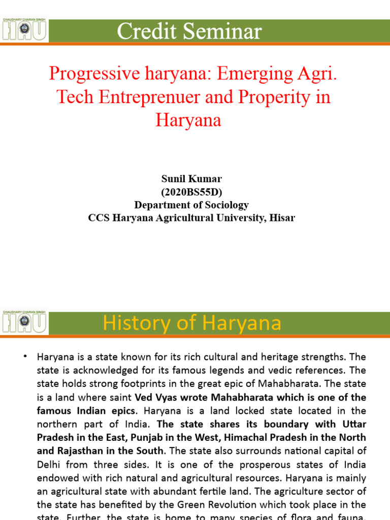 Emerging Agri Tech Entrepreneur and Properity in Haryana | PDF ...