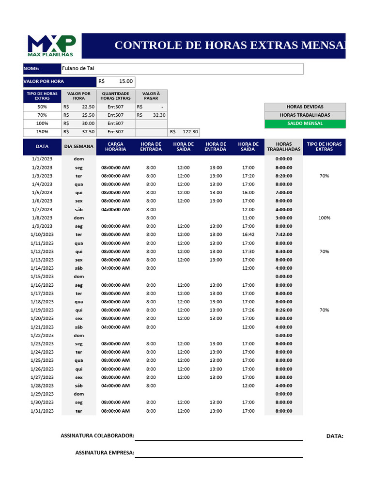 Folha-de-pontos-horas-extras | PDF