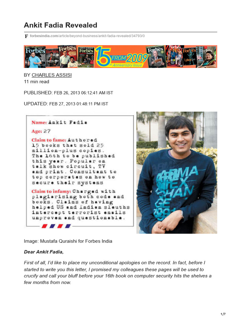 Ankit Fadia Revealed | PDF | Security Hacker | Federal Bureau Of Investigation