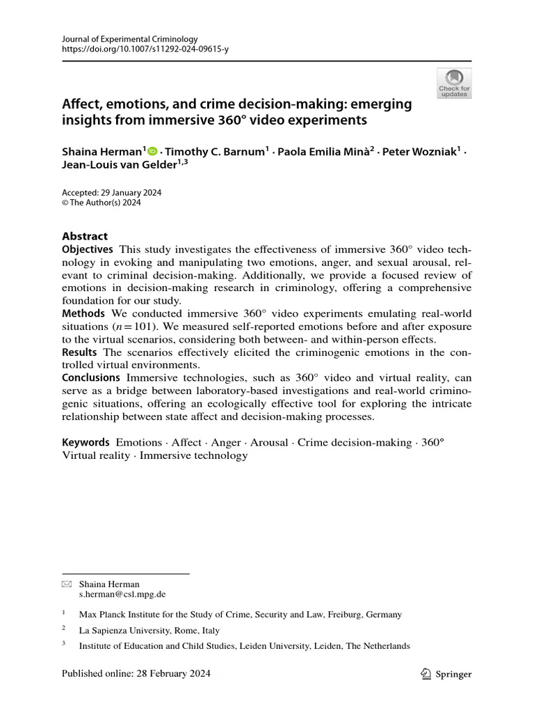 Affect Emotion and Decion Crime Making | PDF | Emotions | Affect (Psychology)