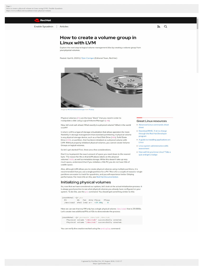 Creating Physical Volumes in LVM | PDF | Information Technology ...