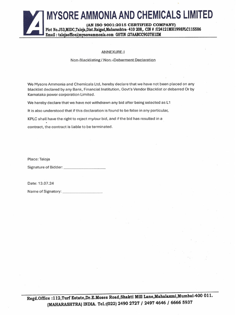 Blacklist KPCL | PDF