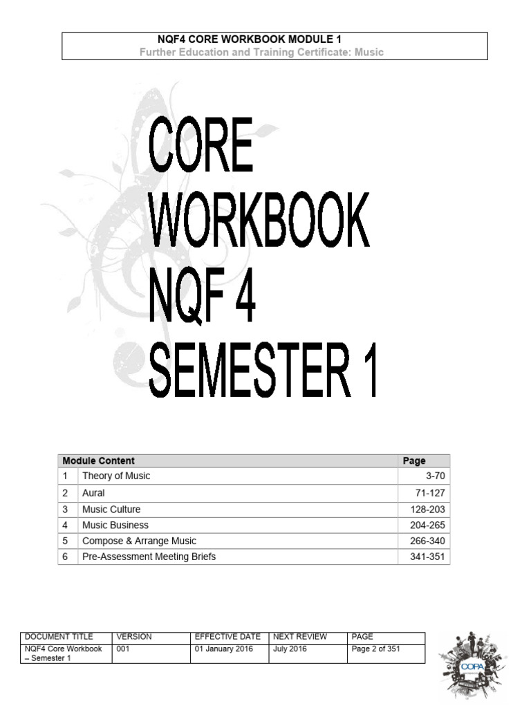 NQF4 Core Workbook Semester 1 2016 | PDF | Mode (Music) | Interval (Music)
