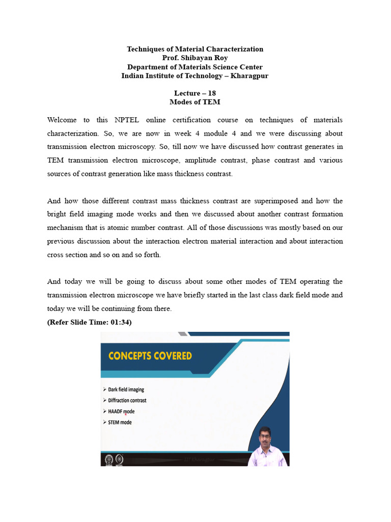Lec 18 | PDF | Transmission Electron Microscopy | Crystallite