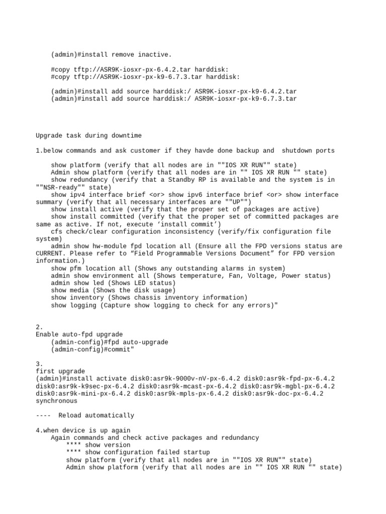Procedure Upgrade 9K | PDF | I Pv6 | Computer Architecture