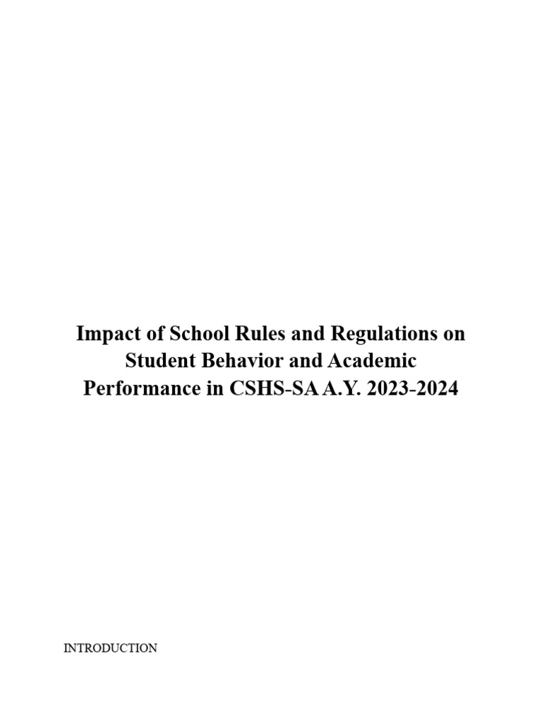 Impact of School Rules and Regulations On Student Behavior and Academic ...