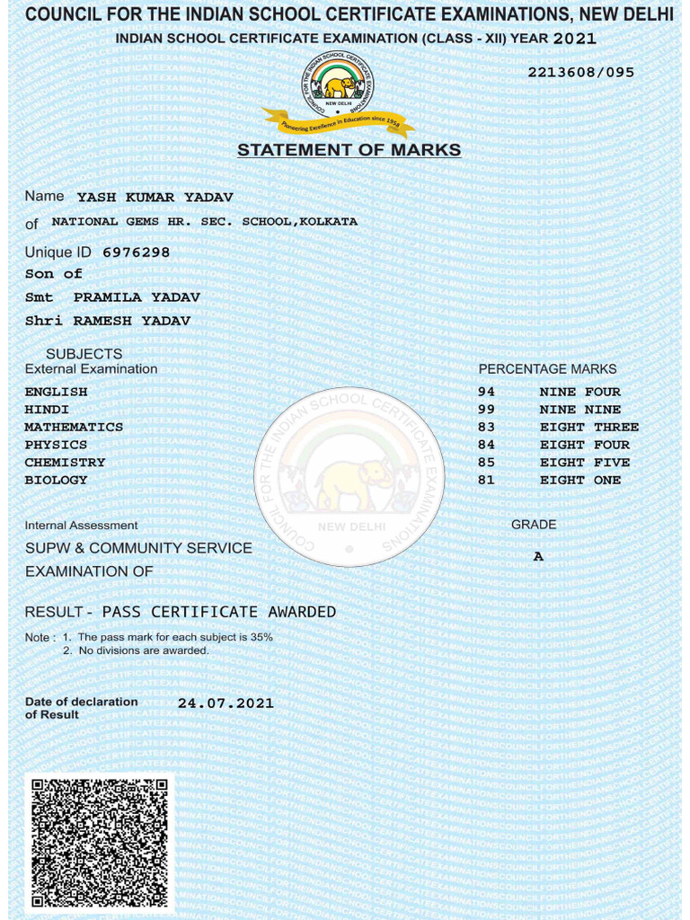 Yash 12 Result | PDF