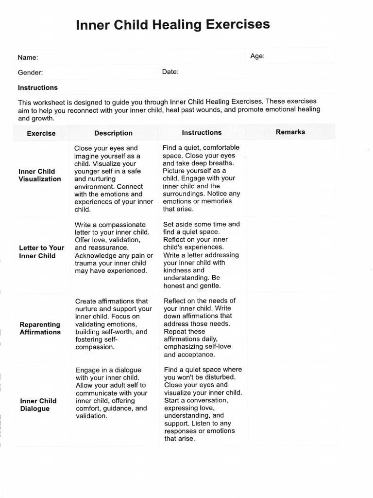 Inner Child Healing Exercises (1) | PDF