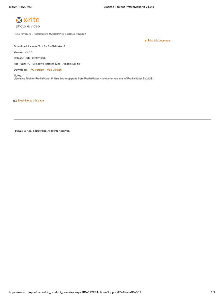 License Tool For ProfileMaker 5 v5.0.3 | PDF