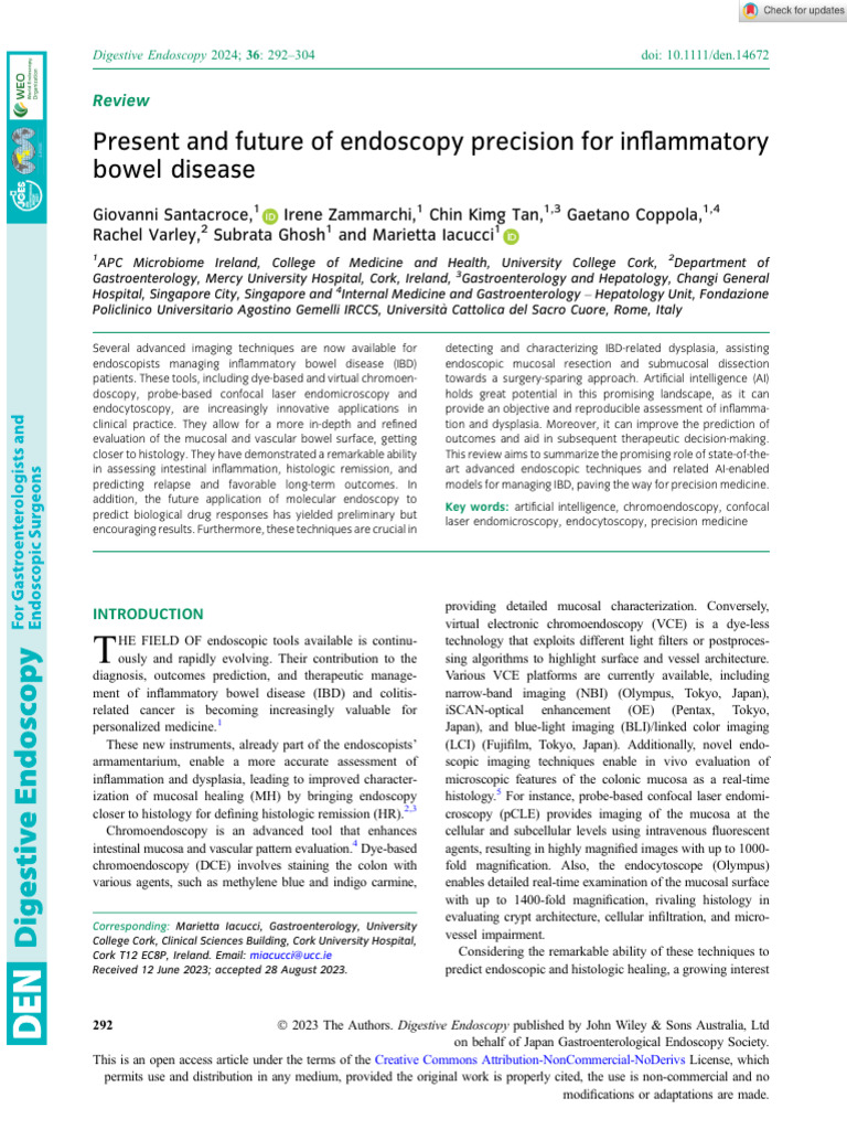 Digestive Endoscopy - 2023 - Santacroce - Present and Future of ...