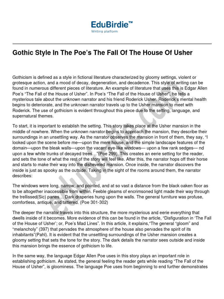Gothic Style in The Poe's The Fall of The House of Usher | PDF ...