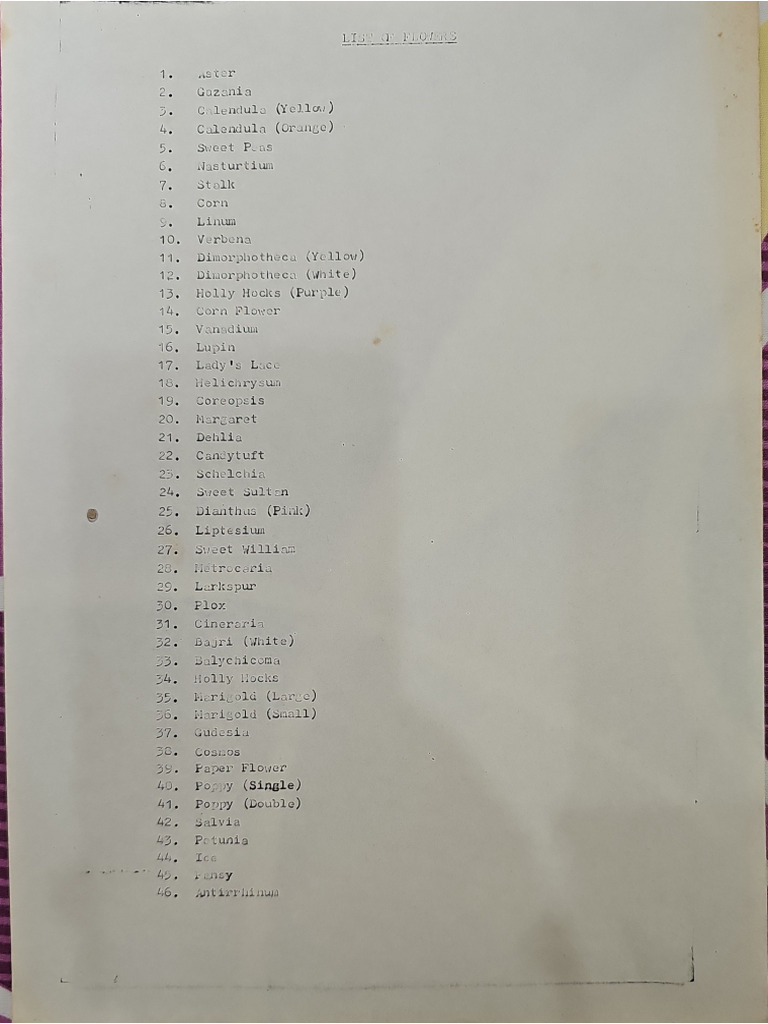 List of Flowers | PDF