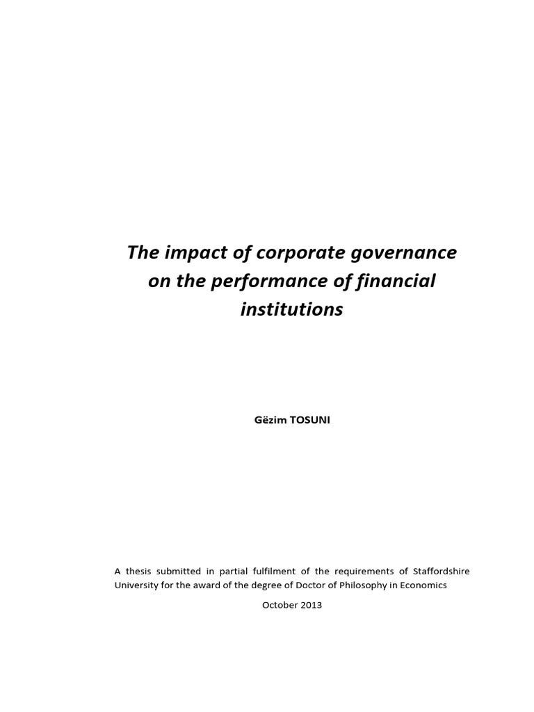 The Impact of Corporate Governance On Performance of Financial ...