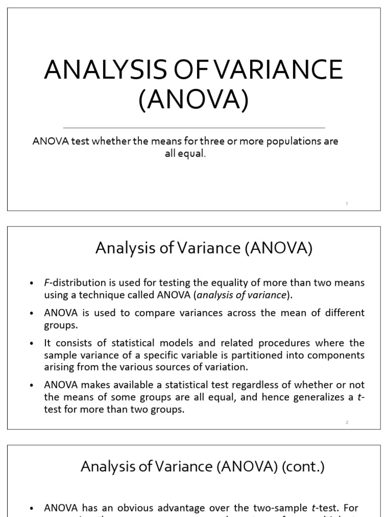 Chapter 3 Analysis of Variance (ANOVA) - 240624 - 105926 | PDF ...